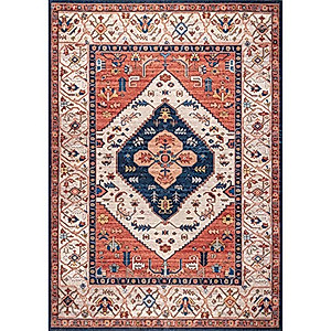 nuLOOM Carolyn Machine Washable Tribal Motif Area Rug, 8' x 10', Rust