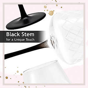 MIAMIO – Wine Glasses, Set of 4 Premium Crystal Wine Glasses with Black Long Stem Wine Glasses, Unique Wine Glasses – Crystaluna Collection (Red Wine)