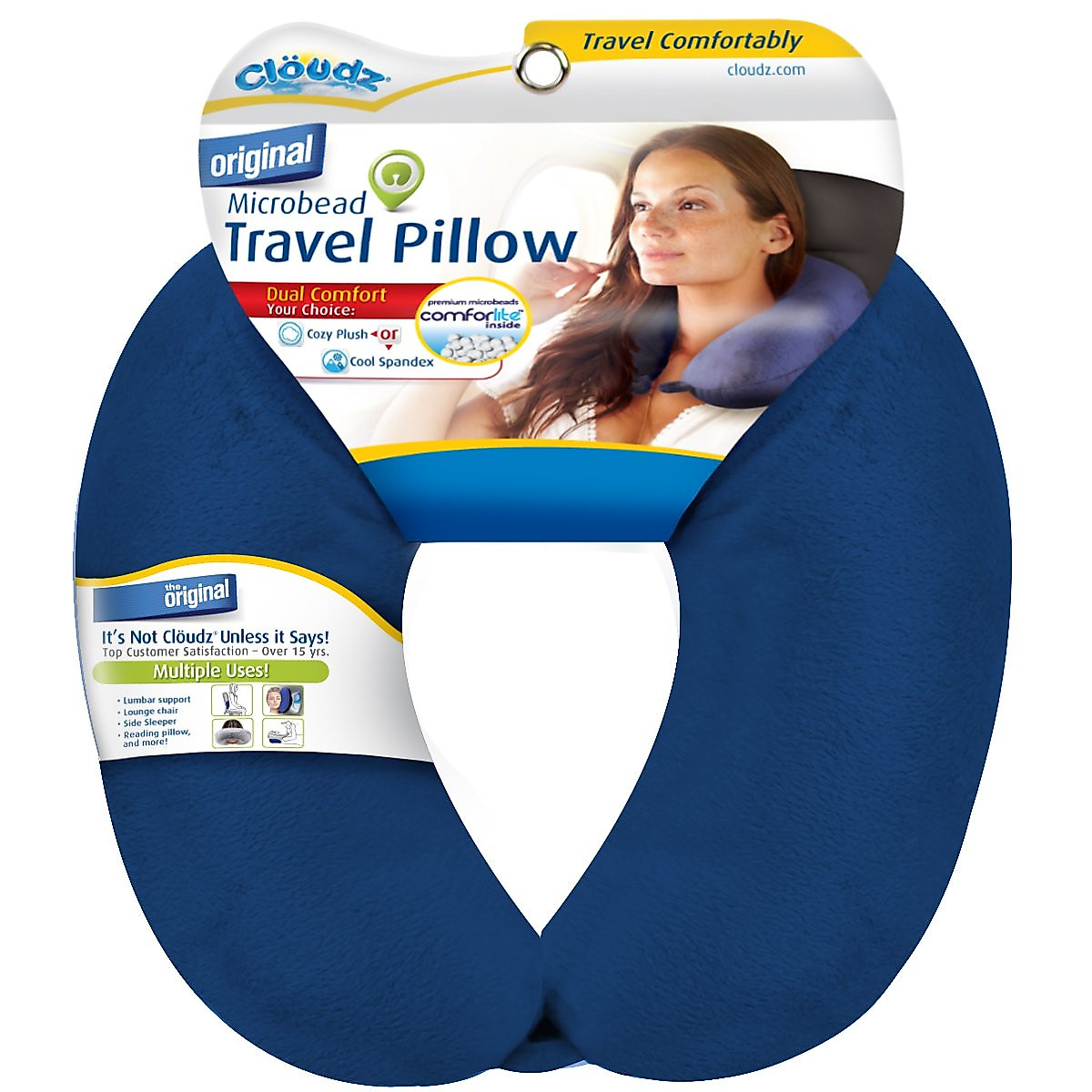 Cloudz Microbead Travel Neck Pillow,Polyester & Polyester Blend - Blue