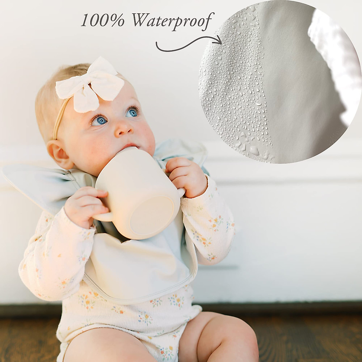 Bibtique Ruffle Smock Bibs For Babies 6-24 Months - Waterproof Food Catcher Bibs With Pocket - Mess Proof Baby Eating Bibs