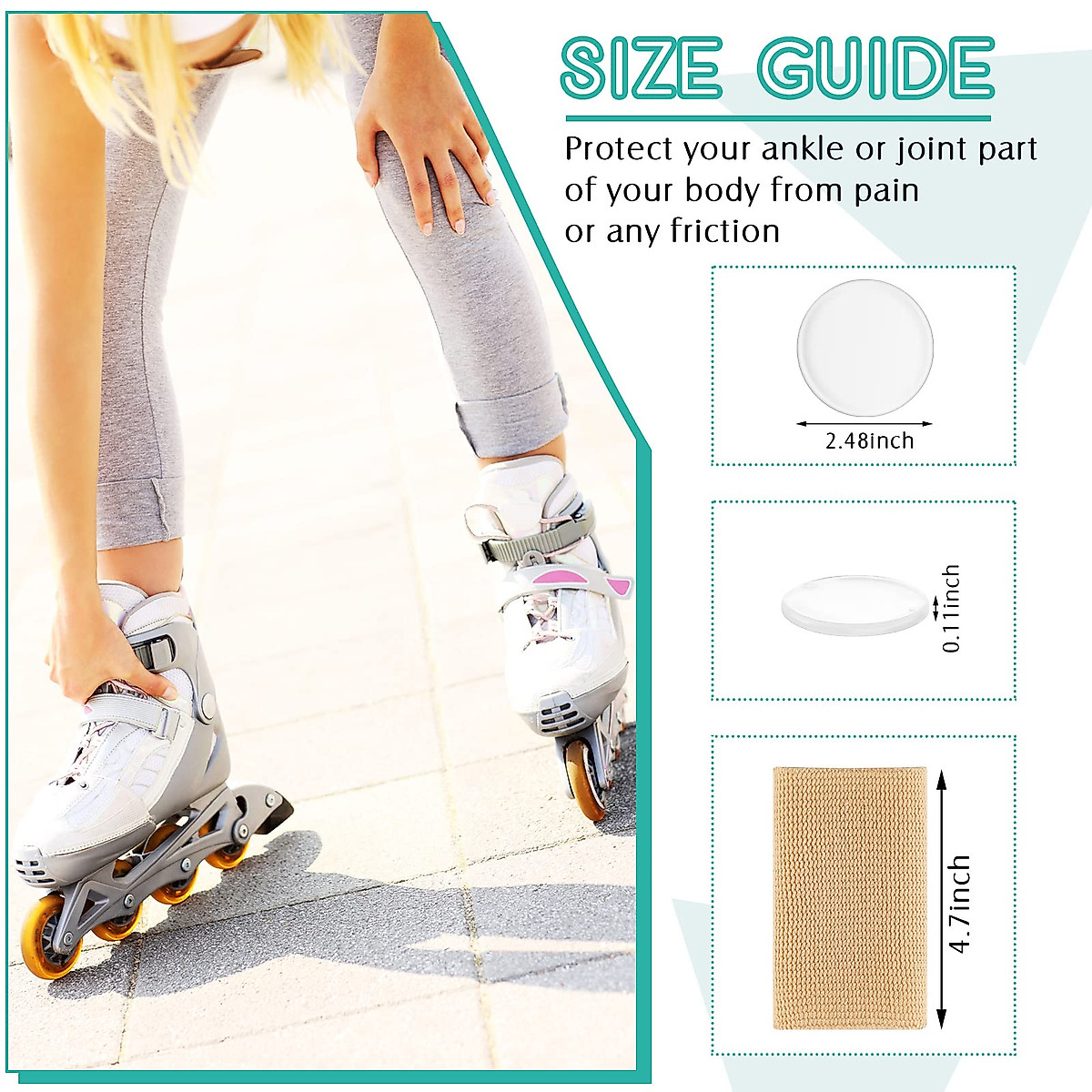 4 Pieces Ankle Gel Sleeve Padded Socks Ankle Protector Gel Sleeve Socks Gel Pads Ankle Support Brace Pad Skateboard Accessories for Skating Riding Ski Ankle Protection Foot Support Socks