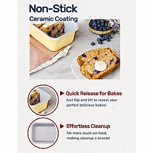 LeGourmet Nonstick Bread Loaf Pan 9 X 5 Inch, Ceramic Coating, Non-Toxic, Rust Resistant Aluminized Steel, Perfect 1 lb Baking Dish for Meatloaf, Pound Cake & Brownie (Butter)