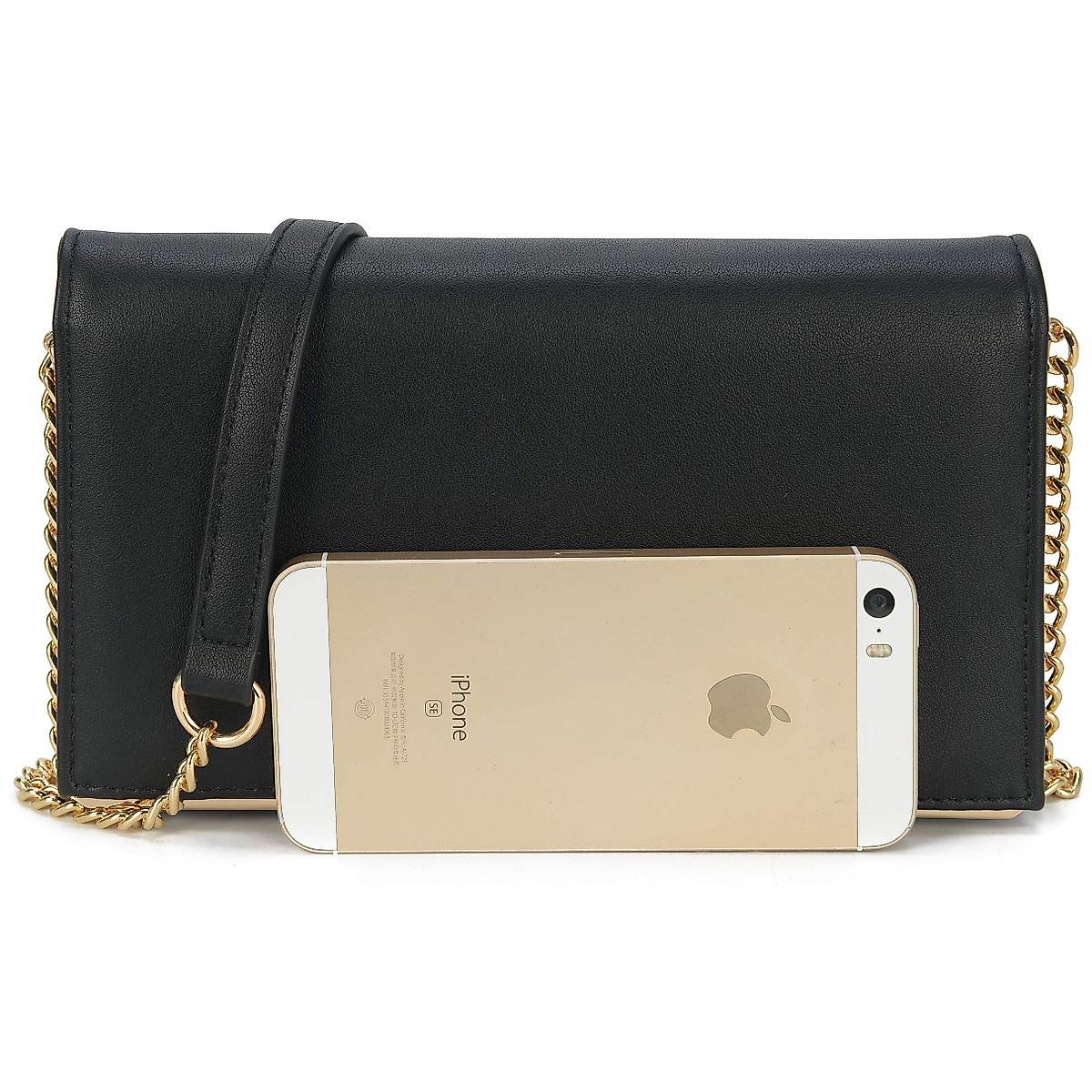 lola mae Wallet Clutch for Women with Phone Holder, Cellphone Purse with strap Fold-Over Crossbody bag (BLACK)