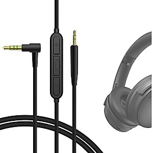 GEEKRIA Audio Cable with Mic Compatible with Bose QuietComfort SE QC45 QC35 II ANC700 QuietComfort Ultra Headphones Cable, 2.5mm to 3.5mm Replacement Stereo Cord with Inline Microphone (4ft/1.2m)