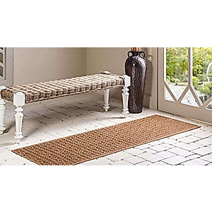 Unique Loom Outdoor Modern Collection Area Rug - Links (2' 2" x 6' 1" Runner, Light Brown/ Brown)