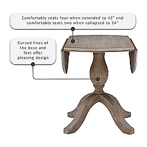 Linon Home Décor Mauro Antuque Rustic Brown Drop Leaf Dining Table