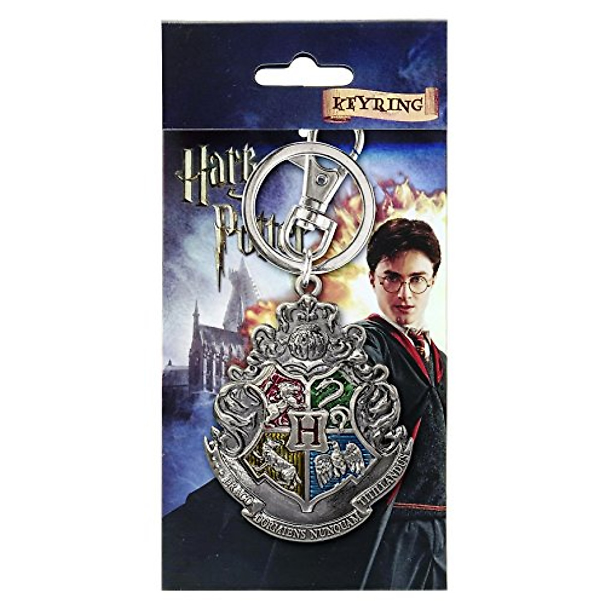 Harry Potter Hogwarts School Crest Pewter Keychain,Multi-colored