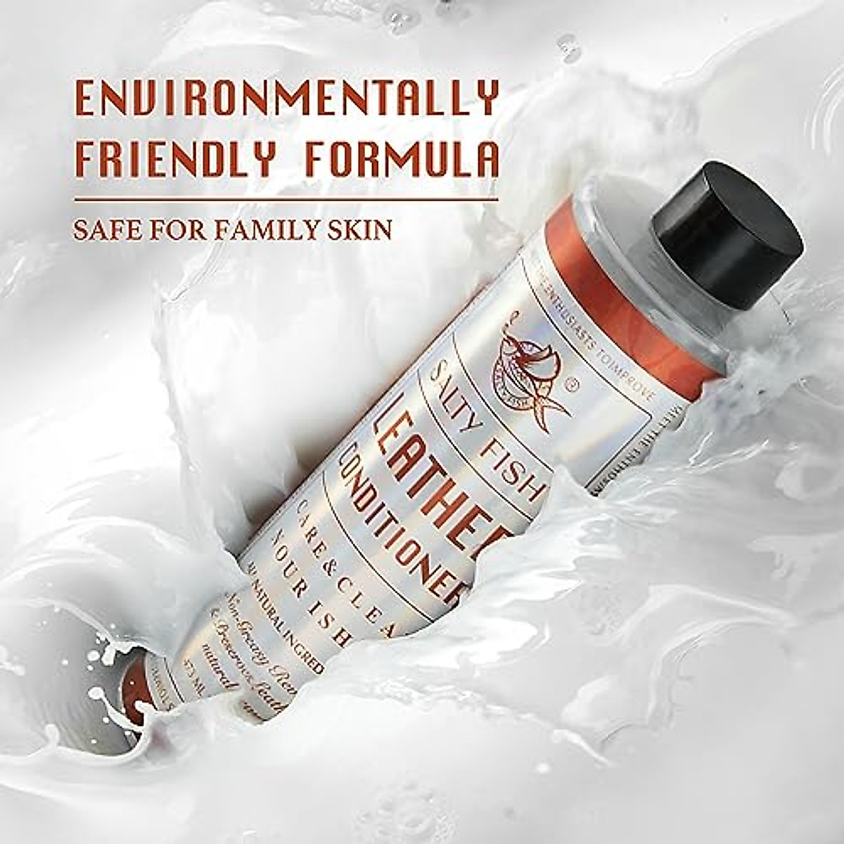 SALTY FISH Leather Conditioner Cleaner for Couch Furniture, All-Natural Leather Care Kit for Leather Couch,Car Seat,Apparel,Boot,Shoe,Accessories (16 Fl Oz)