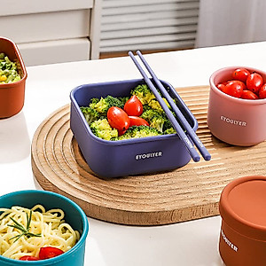 Eyoulyer Silicone Bento Box with Lid Food Storage Durable Bowl Mixing Serving Eating Non-Slip Easy Grip Indoor Outdoor Travel To-Go Food Containers Set2 Canister (GREEN-SQUARE)