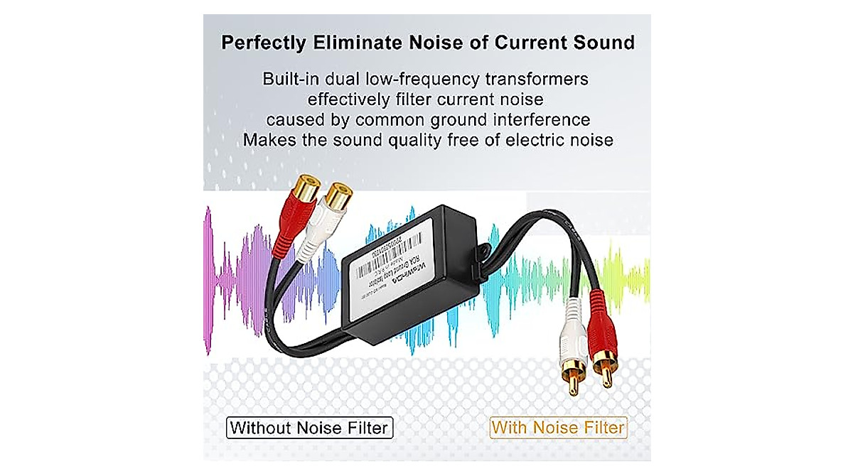 RCA Noise Filter Hum Eliminator (No Reduce Bass) Ground Loop Isolator ...