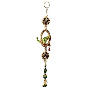 Handicrafts Paradise Door Hanging in Metal Parrot Shaped with Bells