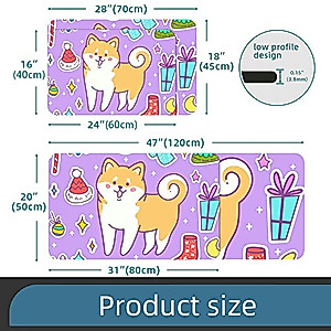 VBFOFBV Bathroom Rugs Absorbent Bath Mats for Bathroom Kitchen Bath Rugs Indoor Outdoor Area Rugs, Cartoon Animal Shiba Inu Christmas