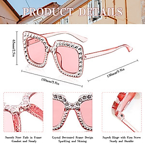 SUNOVELTIES 12 Pcs Women Sparkling Crystal Sunglasses Oversized Square Diamond Thick Frame Glasses Funky Big Cool Eyeswear