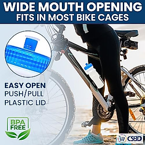 CSBD 20 oz Sports Water Bottles, 6 Pack, Reusable No BPA Plastic, Pull Top Leakproof Drink Spout, Blank DIY Customization for Business Branding, Fundraises, or Fitness Frost Bottle Trans Blue Lids