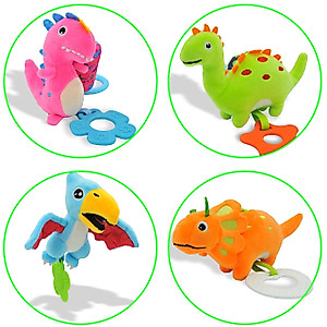 gebra Baby Toys for 0 3 6 9 12 Months, Soft Rattle Wind Chime Car Seat Crib Stroller Toys, Dinosaur Baby Hanging Toys Birthday for Baby Boys and Girls