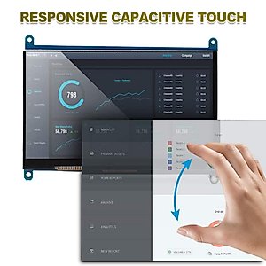 Zopsc 7 Inch LCD Display Screen Ultra HD Capacitive with 1024x600 Resolution for Raspberry Support for Raspbian/Ubuntu/Kodi/IOT