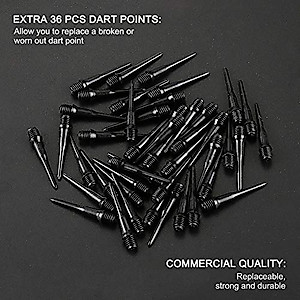 Accmor 12 Pcs Darts Plastic Tip, Soft Tip Darts Set, 14g Plastic Tipped Dart, Attach Extra 36 Black 2BA Replacement Tips, Soft Tip Darts for Electronic/Plastic Dartboard