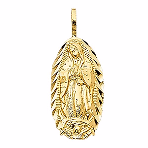 14k Yellow Gold Religious Guadalupe Pendant - Height 17 MM Width 9 MM