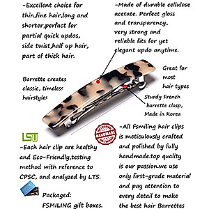 3 Pcs Womens Hair Barrettes Tortoise Shell Cellulose Acetate Barrettes Small French Barrettes For Thin Hair