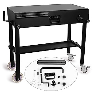 Outafurnia Outdoor Grill Table Stand, Folding Grill Carts, Portable Blackstone Griddle Stand with Shelf,Stable Outdoor Cooking Prep Table with Wheels for BBQ, Camping and Parties