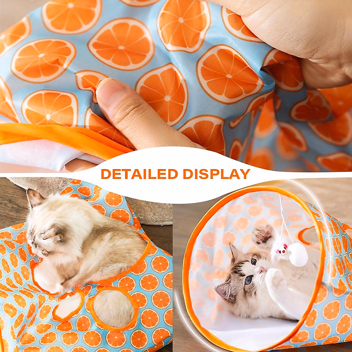 Cat Tunnel Bag Toy, 2024 New Tunnel Bored Cat Pet Toys Cat Tunnels for Indoor Cats, Funny Portable Interactive Kitten Play Toy, Crinkle Paper Collapsible Cat Drill Sleeping Bag with Mouse Toy (#A1)