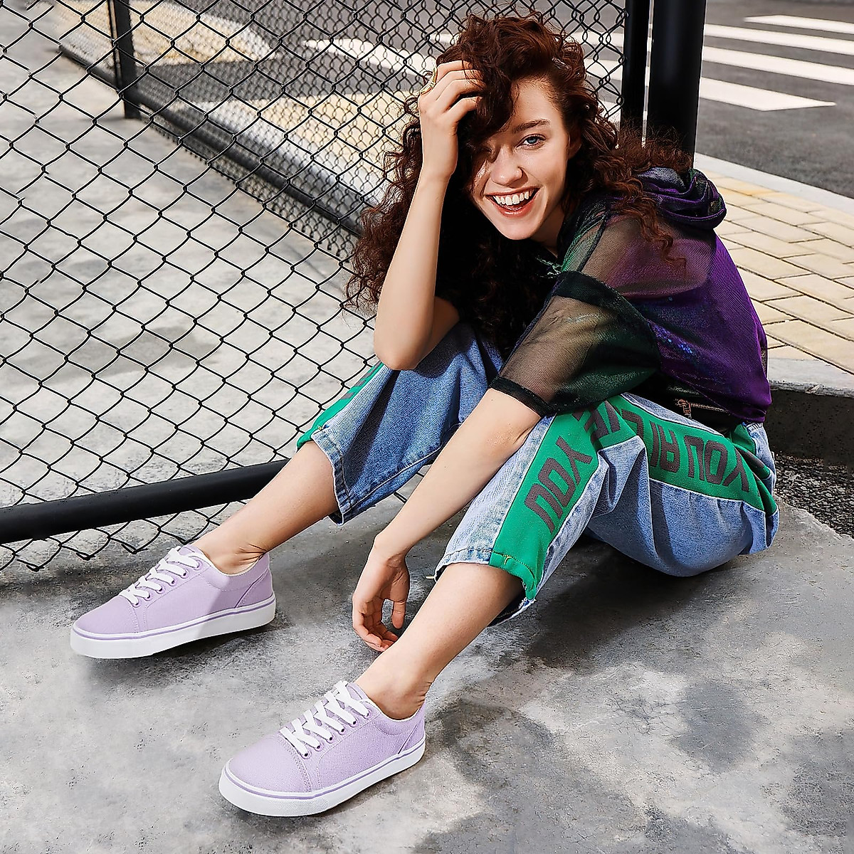 Shupua Canvas Shoes for Women White Canvas Sneakers Womens Casual Shoes Low Top Black Sneakers Comfortable Tennis Shoes(Purple.us8)