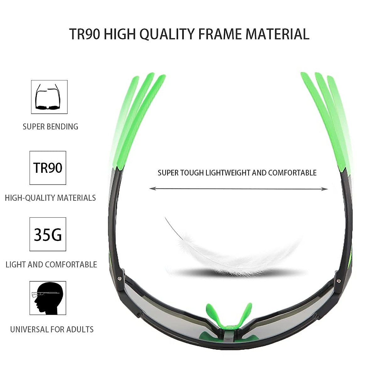 JEPOZRA Polarized Cycling Glasses with 3 Interchangeable Lenses Riding Glasses Ski Glasses Baseball Running Sports Sunglasses