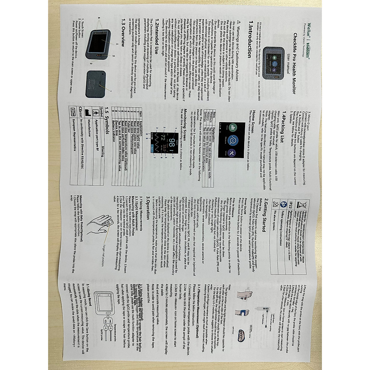 Wellue Smart Pulse Oximeter for Adults and Infant, Handheld Oxygen Monitor for SpO2&HR&body temperature, Rotatable Touchscreen, Free APP&PC Software (checkmepro)