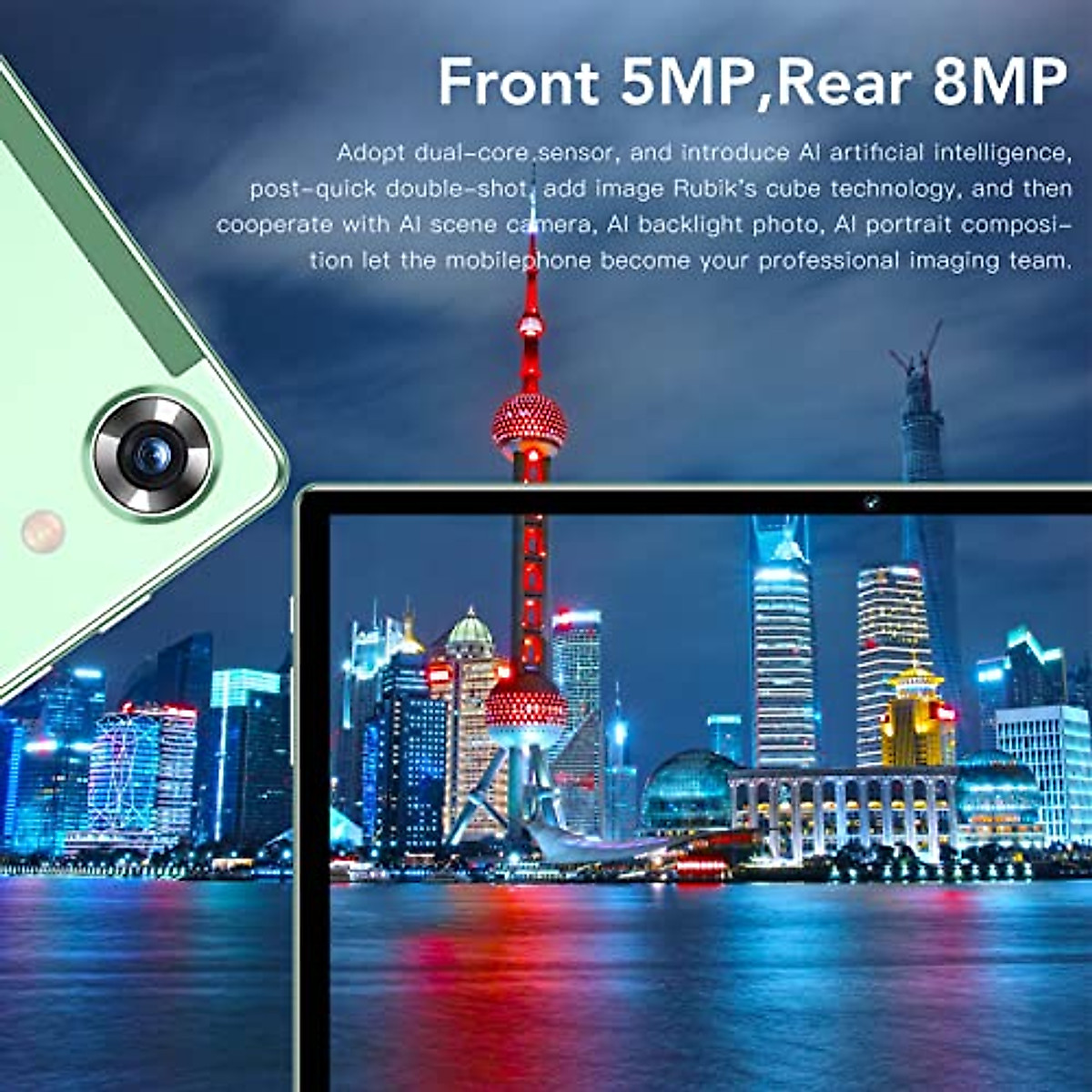 Qinlorgo 10 Inch Tablet, Support 4G Network Front 5MP Rear 8MP US Plug 100-240V 6GB 256GB Night Reading Mode 4G Calling Tablet for 11 (US Plug)