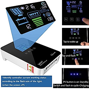 60a MPPT Charge Controller,12V 24V 60 amp Solar Controller MPPT Max Input 100V 1560W for Lead-Acid, Lithium Batteries with Load Timer Setting/PC Phone APP Support