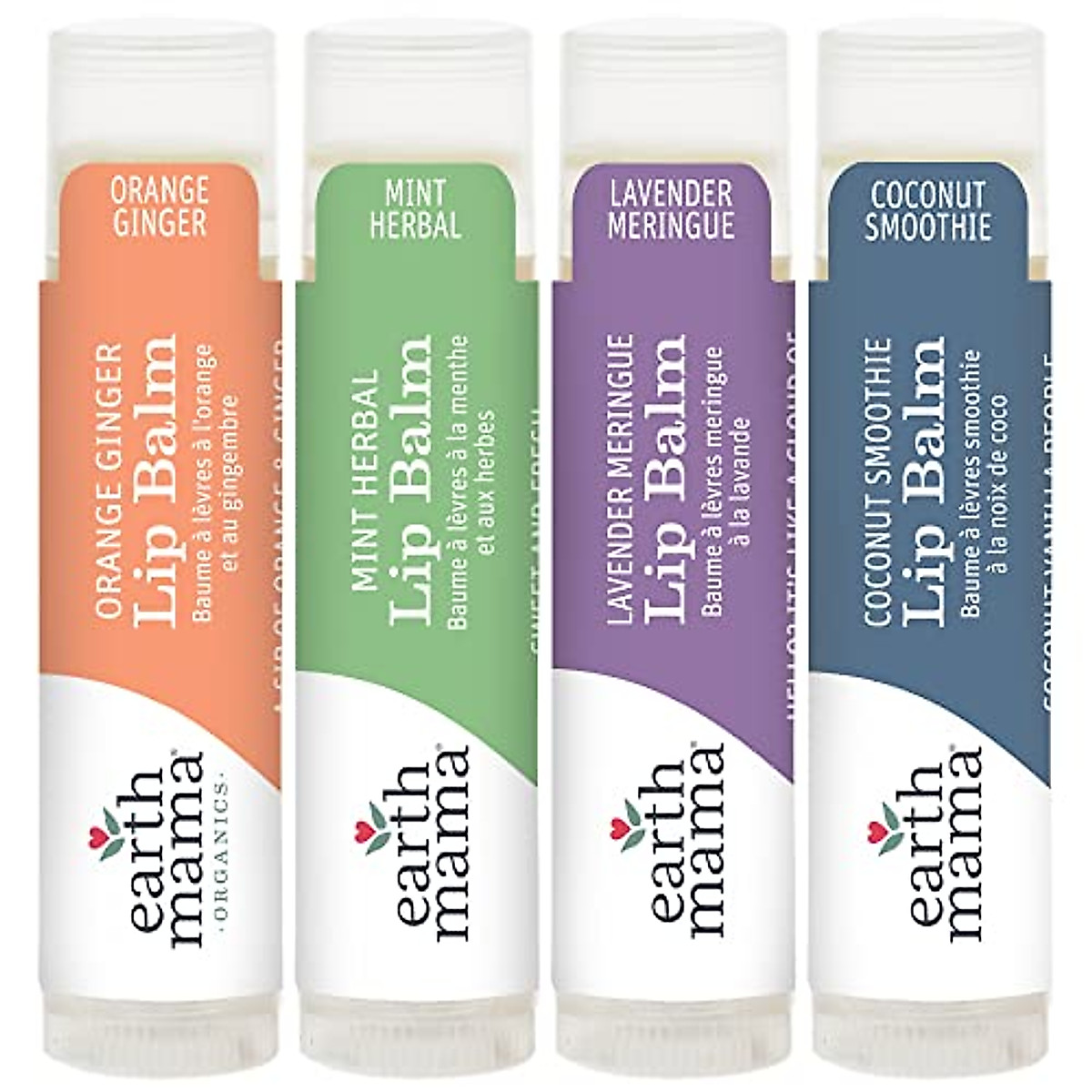 Earth Mama Lip Balm Quadruplets 4-Pack | No Petroleum, Artificial Colors or Flavors