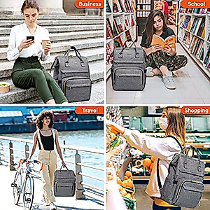 LOVEVOOK Laptop Backpack for Women Fashion Travel Backpack Business Computer Purse Work Bag with USB Port, Grey