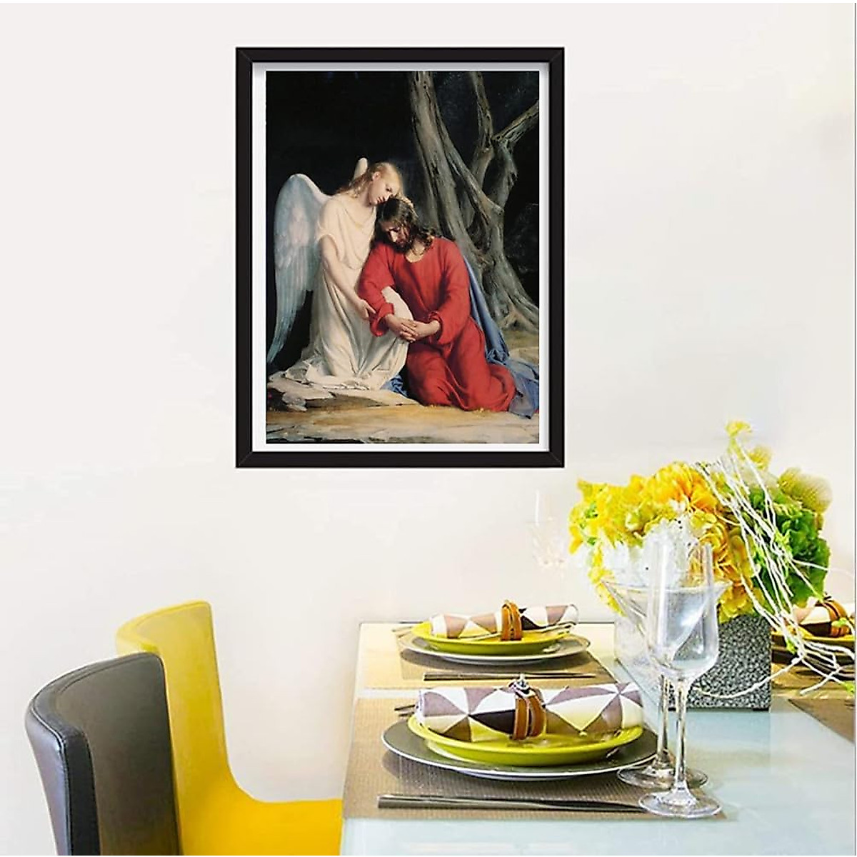 F-CANLAN Round Full Drill Diamond Painting Kit 5D Angel God Diamond Art Painting by Numbers Angel Wing Diamond Painting with Gem for Adult Beginner Jesus Diamond Painting Room Decor (12X16 inches)