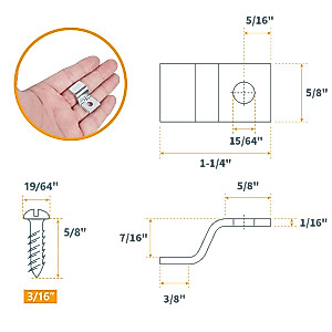 POWERTEC 71580 Steel Gauge Table Top Fastener with Screws, 24 Sets Z Clip Table Top Connectors,Silver