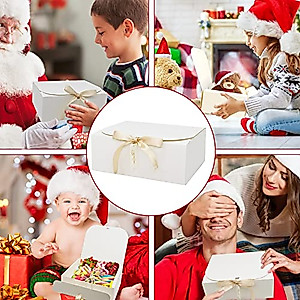12Sets International Woman's Day Gift Boxes with Lids,10x8x4inch Large White Paper Present Box,Bridesmaid Proposal Box with Ribbon Thank You Card,for Wedding Anniversaries Birthdays Baby Shower Christmas Thanksgiving（White）