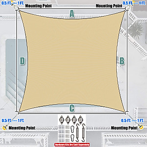 Amgo 24' x 24' x 33.9' Beige Right Triangle Sun Shade Sail Canopy Awning Fabric Cloth - UV Blockage, Water & Air Permeable, Heavy Duty Commercial Grade, Outdoor Patio Garden (We Make Custom Size)