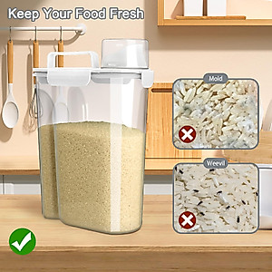 Komzon Rice Storage Container 10lb, Airtight Dry Food Cereal Containers Storage, BPA Free Rice dispenser with Pouring Spout Portable Handle for Flour Pasta Grain and Baking Pet Dog Cat Food Container