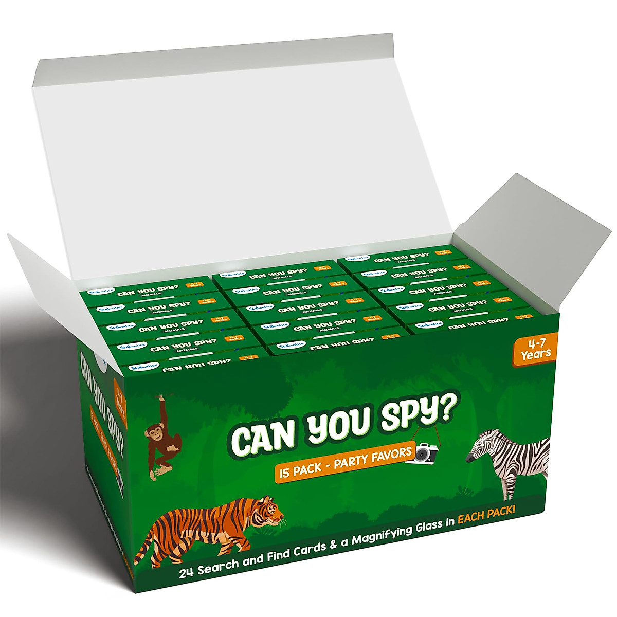 Skillmatics Party Favors (Pack of 15) - Can You Spy Animals Cards Set, Goodie Bag for Kids, Play Search & Find Educational Games, Gifts for Girls, Boys Ages 4, 5, 6, 7