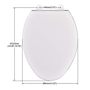 CYRRET Elongated Toilet Seat Slow Close, Easy to Install and Clean, Durable Plastic, White, Replacement Toilet Seats, Fits Standard Elongated, Obling or Oval Toilets