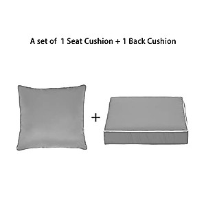 Maphissus Outdoor Deep Seat Cushions Set,24" X 24" Wicker Chair Cushions for Patio Sofa Furniture,Water Resistance Replacement Couch Seating Cushion with Back,Grey
