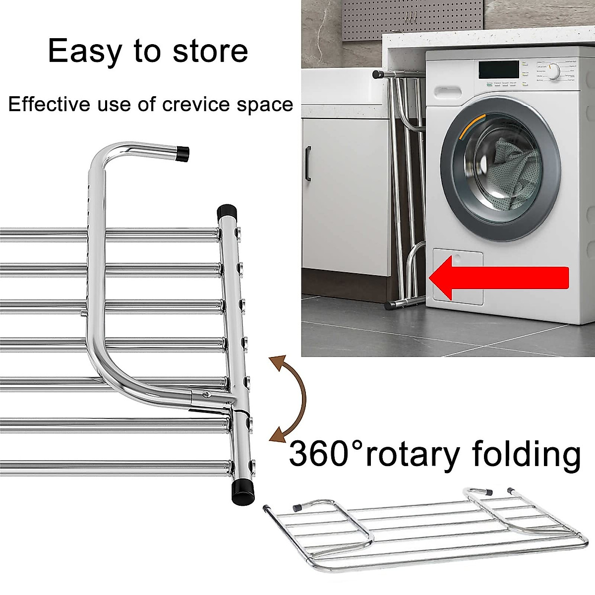 whalebee Laundry Drying Rack Multifunctional Adjustable Clothes Drying Racks Stainless Steel Laundry Rack Space Saving for Indoor and Outdoor - Balcony Windowsill Railings ( Size : 50cm )