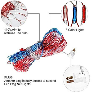 Joiedomi 420 LED American Flag Lights Outdoor, Waterproof Light Up US Flag Net Lights Christmas Decorations for Roof Camper, Yard, Garden, Independence Day, July 4th, National Day, Holiday, Party