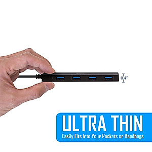 Kingwin USB Hub 4 Port USB 3.0 Data Hub for Mobile SSD, MacBook, Mac Pro/ Mini, iMac, Chromebook, Surface Pro, USB Flash Drives, Notebook PC, XPS, and More [Ultra Slim]