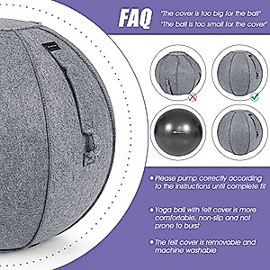 Goplus Yoga Ball Chair, 25.5 Inch Exercise Ball with Cover & Resistance Bands & Handles & Pump for Pilates Stability Balance Training, Ergonomic Posture Ball Sitting Chairs for Office Home(Grey)