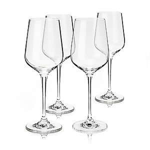 Viski Crystal Chardonnay Glasses - European Crafted White Wine Glasses Set of 4-6oz Stemmed Chardonnay Wine Glass for Wedding or Anniversary and Special Occasions Gift Ideas