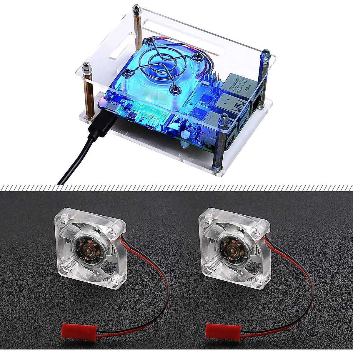 2/4pcs Raspberry Pi 4 Fan Raspberry Pi Cooling Fan Brushless CPU Quiet LED Cooling Compatible with Raspberry Pi 4/Pi 3/3B+/4B/Pi Zero w (2)
