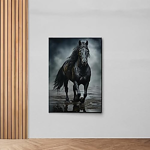 Majestic Black Stallion Galloping In The Clouds, Black Horse On Salt Flats, Canvas Print, Black Horse Print, Black Horse Wall Art, Canvas Prints, Home Decor