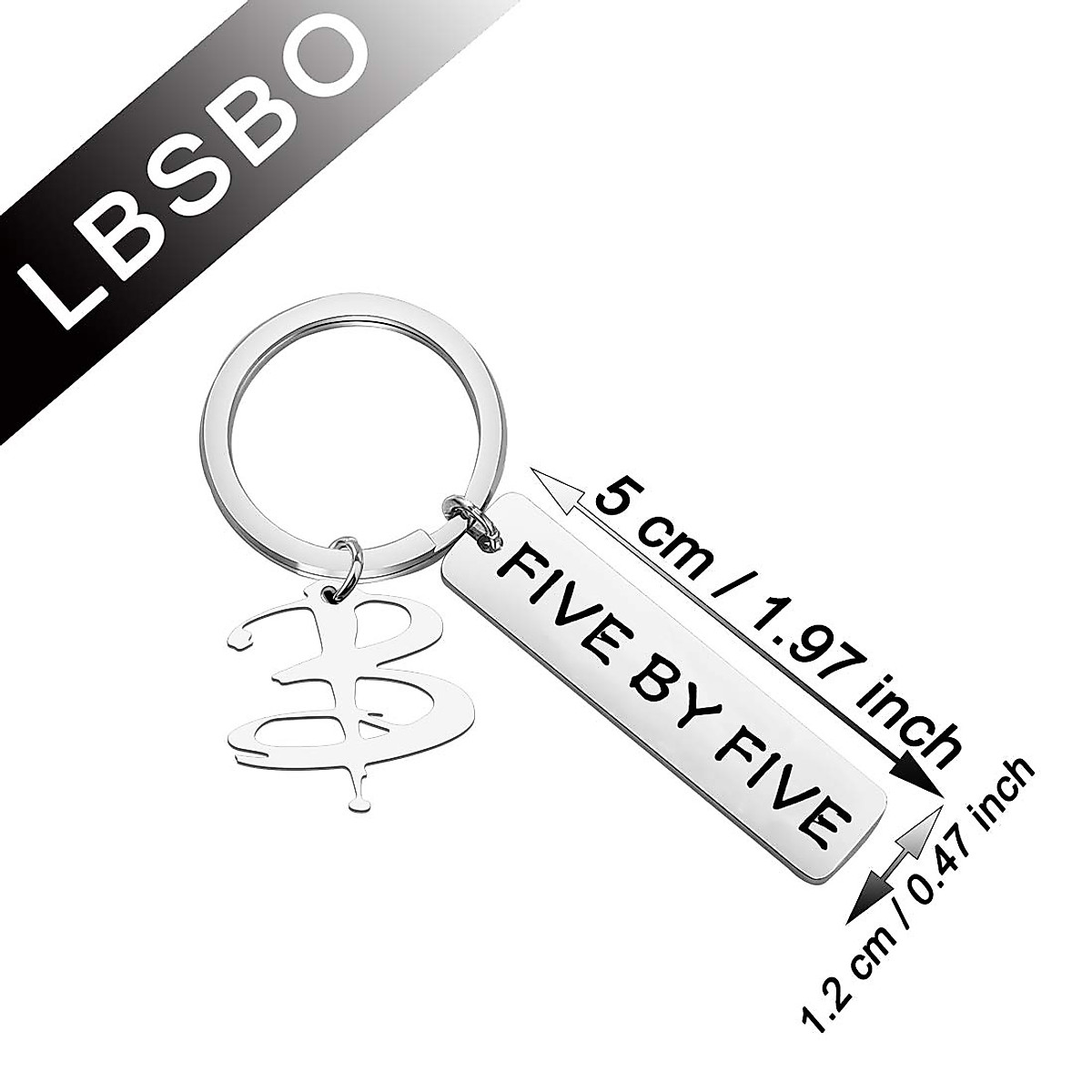 Buffy Vampire Slayer Inspired Gift Five by Five Keychain 90's Television Gifts (Five by Five Keychain)