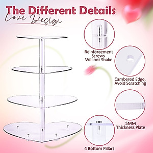 4 Tier Heart Cupcake Stand, 2023 New Acrylic Cupcake Holder with LED Light, Premium Cupcake Tower Dessert Tree Tower for Wedding Anniversary Birthday Party Decorations