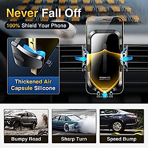 VANMASS 7.0 Upgraded Car Phone Holder Mount [Never-Drop Steel Hook] & [A Cable Clip], Stable A+ Car Vent Phone Mount, Auto Cell Phone Holder, Handsfree Cradles for iPhone 14 13 12 11 Pro Max Samsung